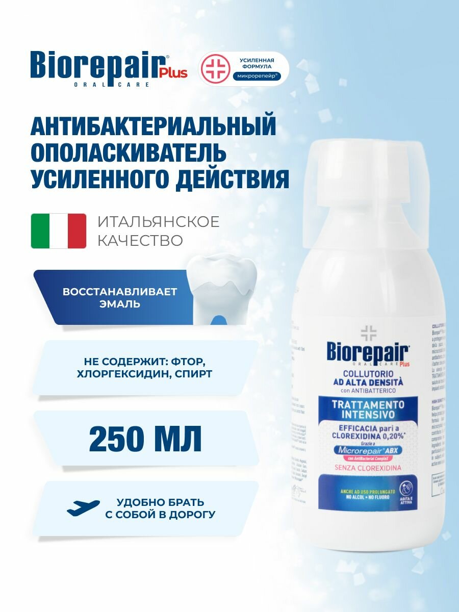 Ополаскиватель для полости рта антибактериальный усиленного действия Biorepair Plus Mouthwash, 250 мл