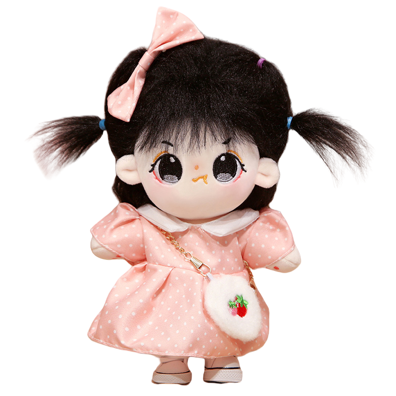 Кукла унисекс CHUNTUSHU милая и мягкая хлопковая, Pink Polka-Dot Dress Set, 20CM EU
