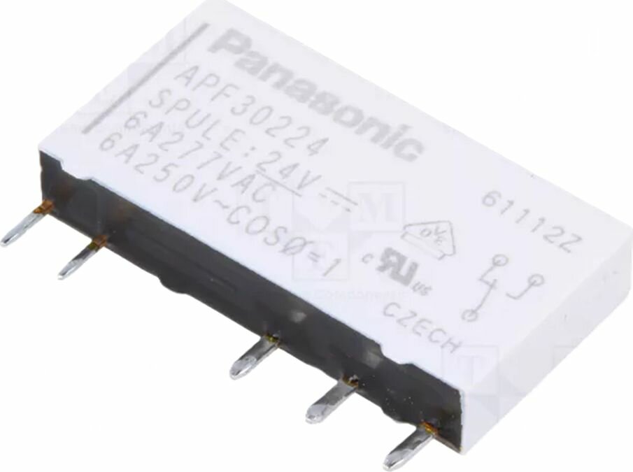 Реле PANASONIC APF30224 Реле: электромагнитное SPDT Uобмотки: 24ВDC 6A/250ВAC PCB 1шт