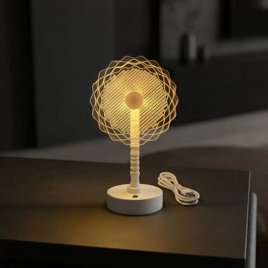 Светодиодная настольная лампа-ночник с узором цветка, питание от USB, мягкий рассеянный свет для спальни