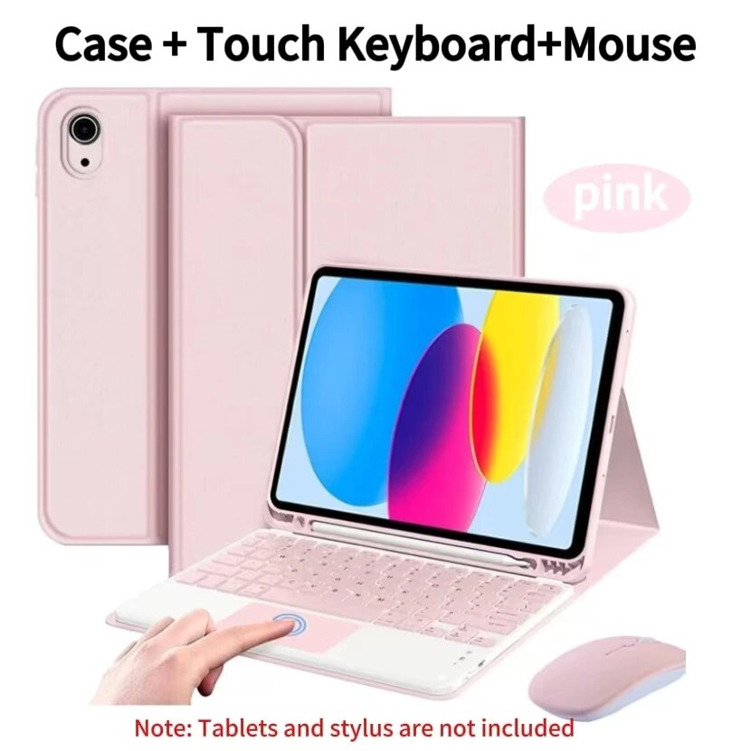 Чехол для iPad A16 11 дюймов с клавиатурой HUAIBX Розовый, Pink 4, English