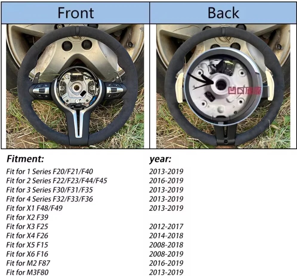 Обновленный руль из замши черного цвета для BMW F10 F20 F21 F22 F30 F31 F32 F36 M2 F87 M3 1-M logo