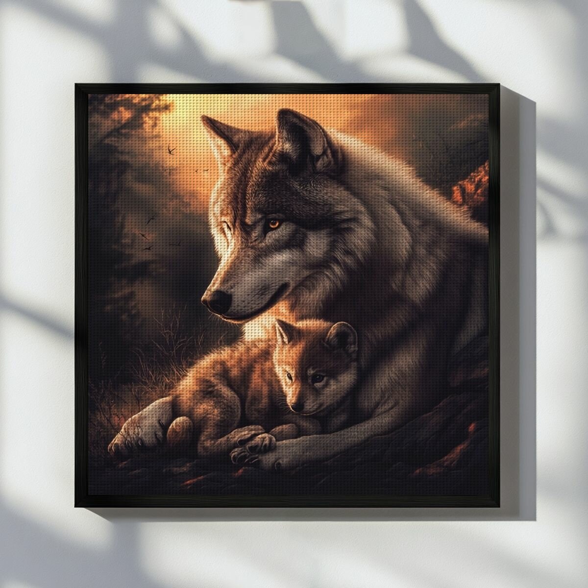 1 бескаркасная 14CT/11CT крестовая вышивка 40X40CM/15.74inволккот в окне, цветов с иголками, нитками, чертежами, холстом.