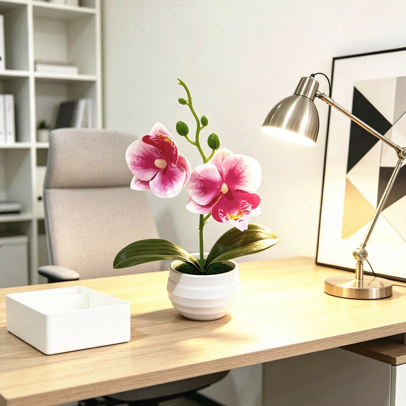 Butterfly orchid flower with textured plastic for photography props and interior decor, pink heart white edge