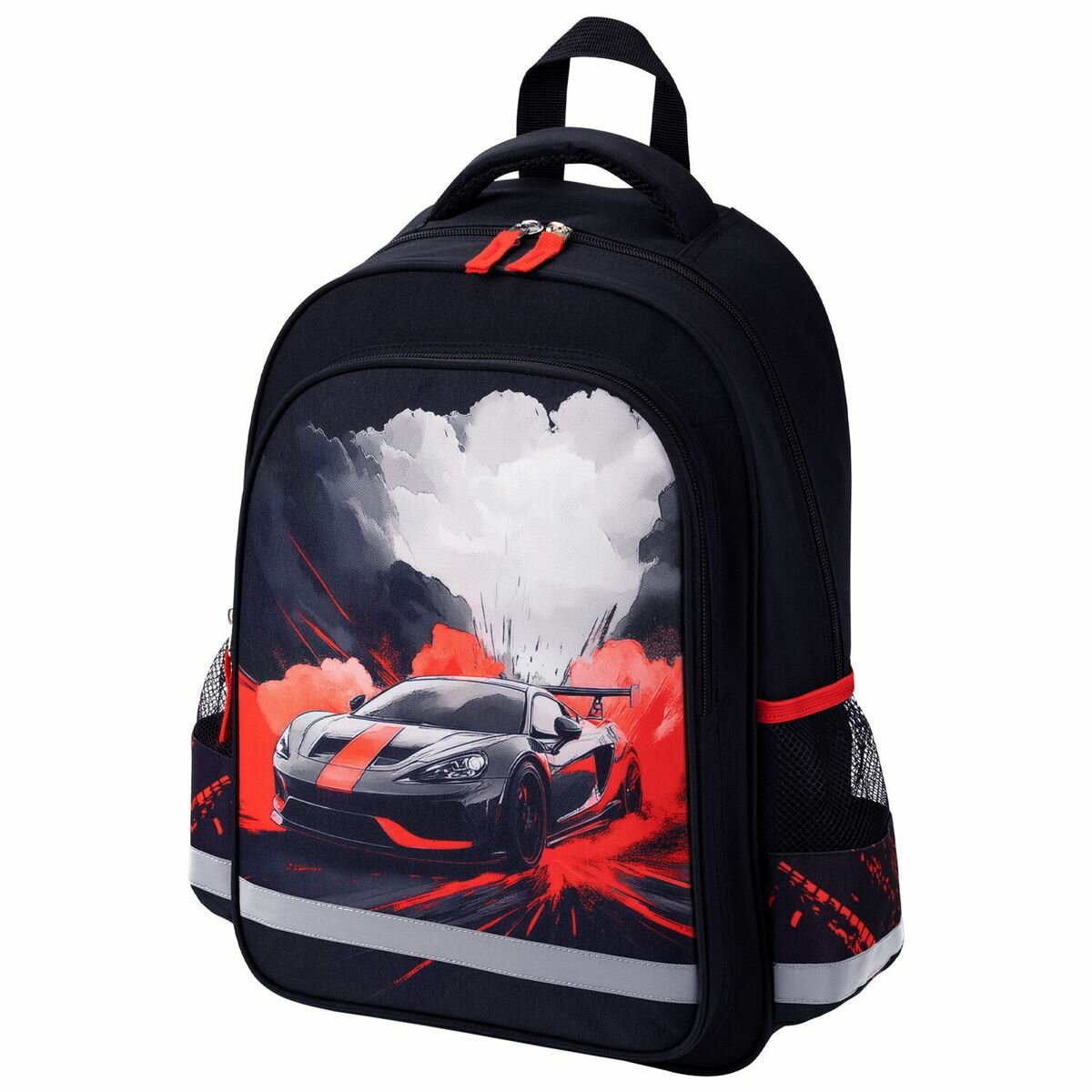 Рюкзак школьный Пифагор SCHOOL, 1 отделение, 3 кармана, "Revving car", 38x28х14см, 274439, 20шт.
