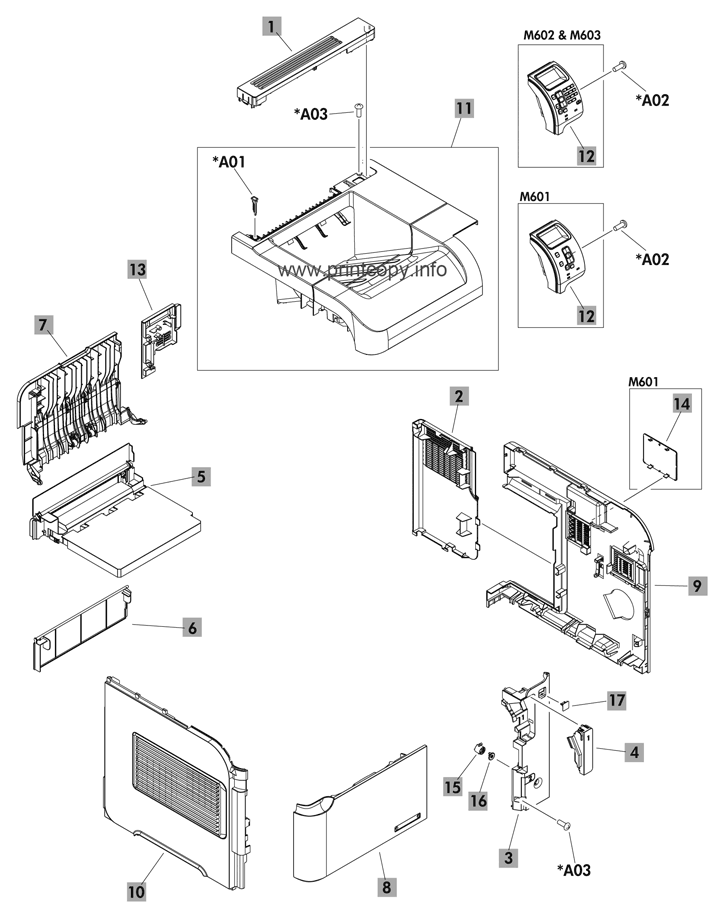 Панель управления RM1-8289-000CN для HP LJ Enterprise 600 M602/ M603