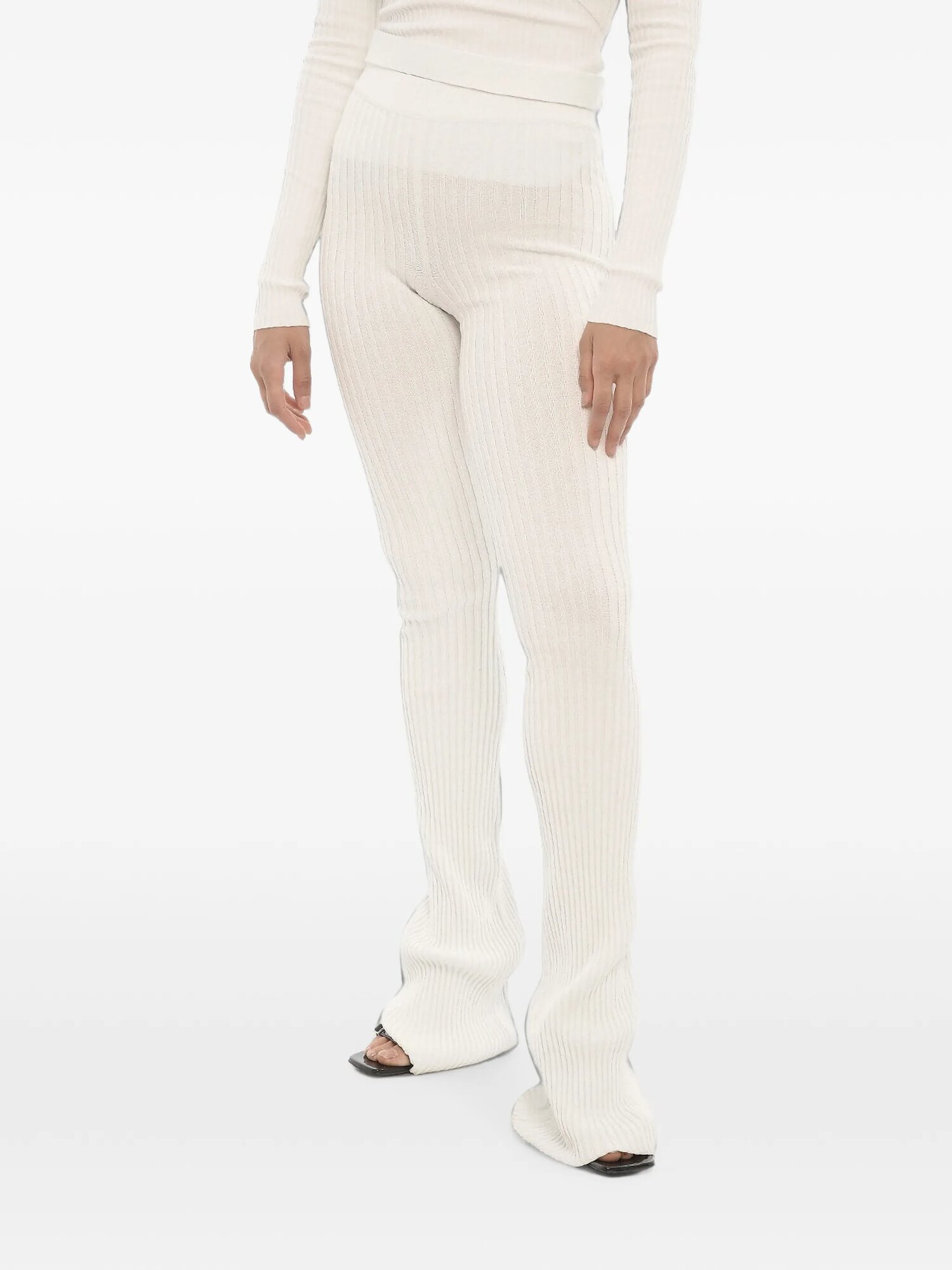 Брюки Ribbed-knit flared trousers