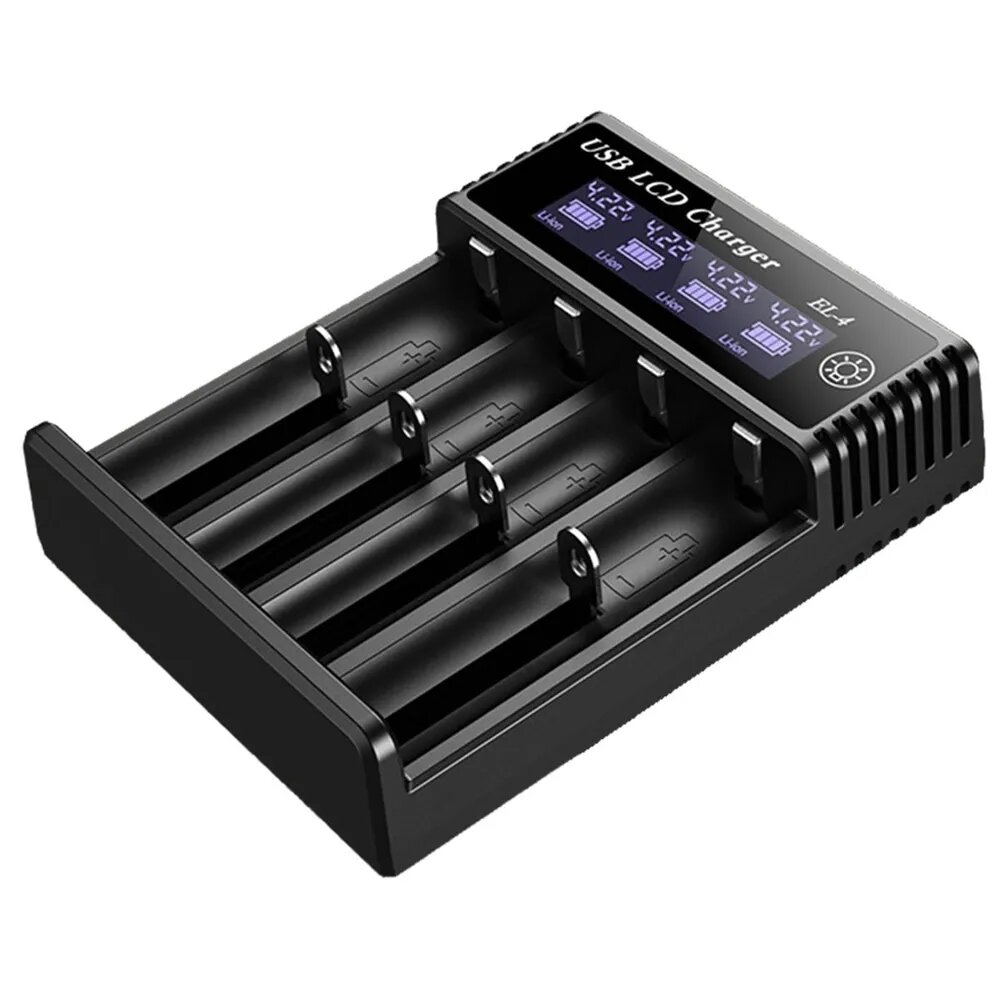 Универсальное USB зарядное устройство с LCD-дисплеем, 4 слота для Li-Ion и NiMH аккумуляторов 18650, AA, AAA
