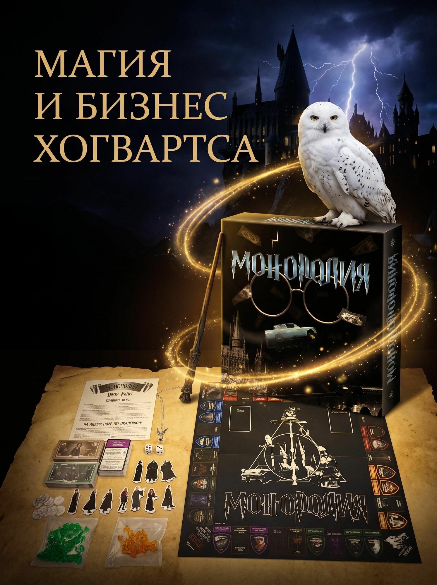 Настольная игра Гарри Поттер: викторина для всей семьи, 275х270х49 мм