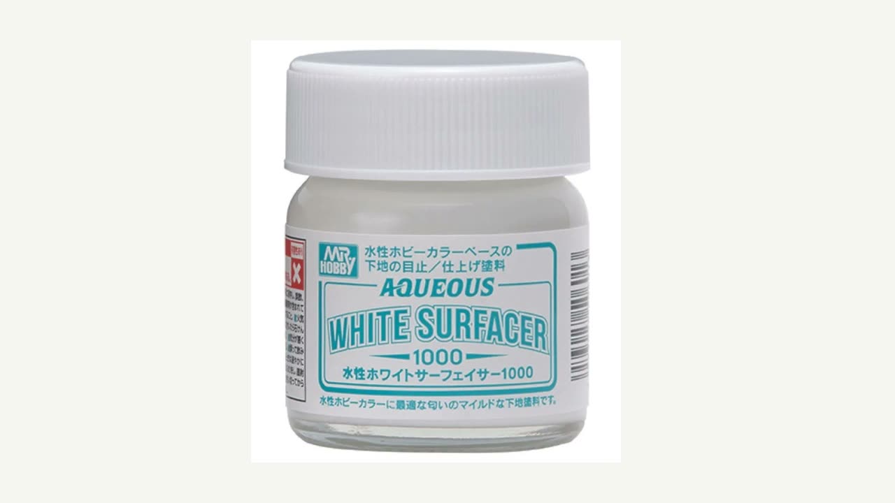 Mr. Hobby AQUEOUS WHITE SURFACER 1000 Грунтовка для сборных моделей, для аэрографа, 136г, Белый — фото 1