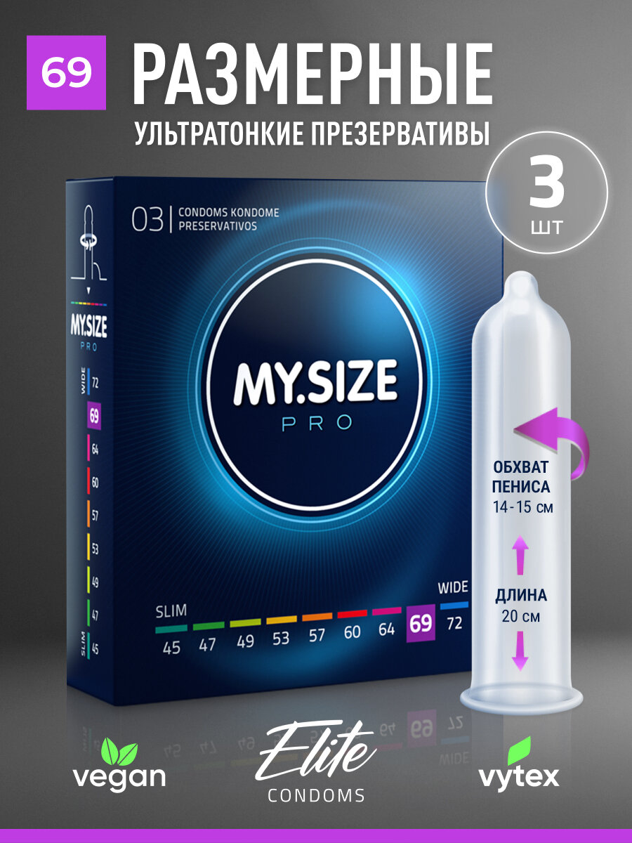 MY.SIZE / MY SIZE размер 69 (3 шт.)/ Майсайз презерватив большого размера - ширина 69 мм