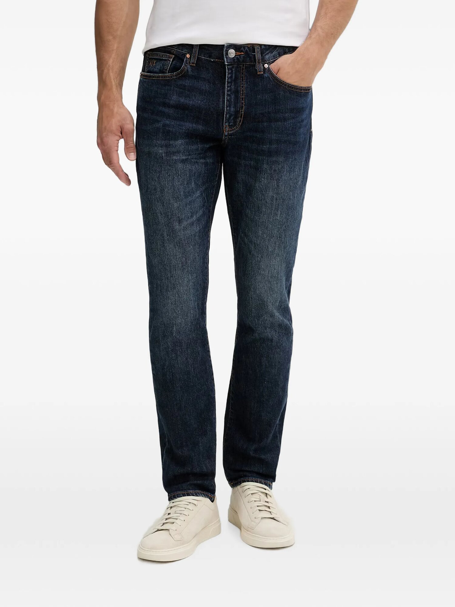 Джинсы Logo-embroidered slim-fit jeans 
