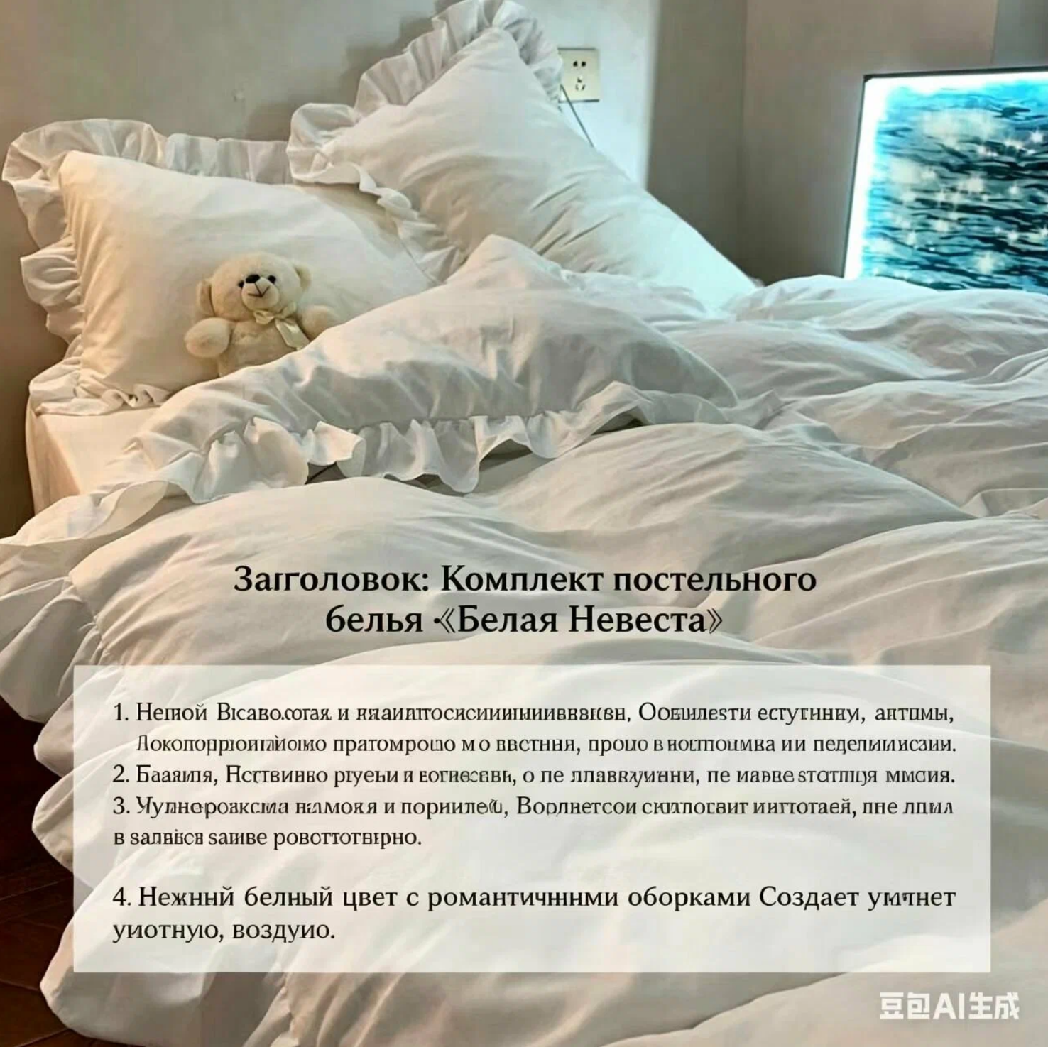 Четырехместная кровать в стиле принцессы с кружевами, молочно-белая, 150×200 см