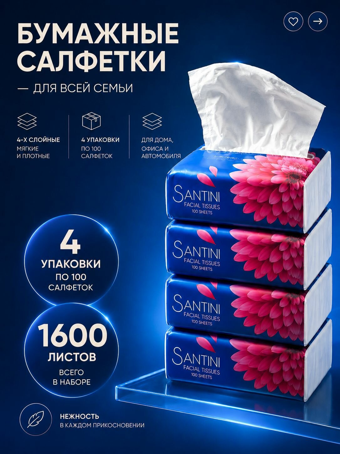 Arufa Бумажные салфетки, 100 шт. для кухни для стола домашние сервировка