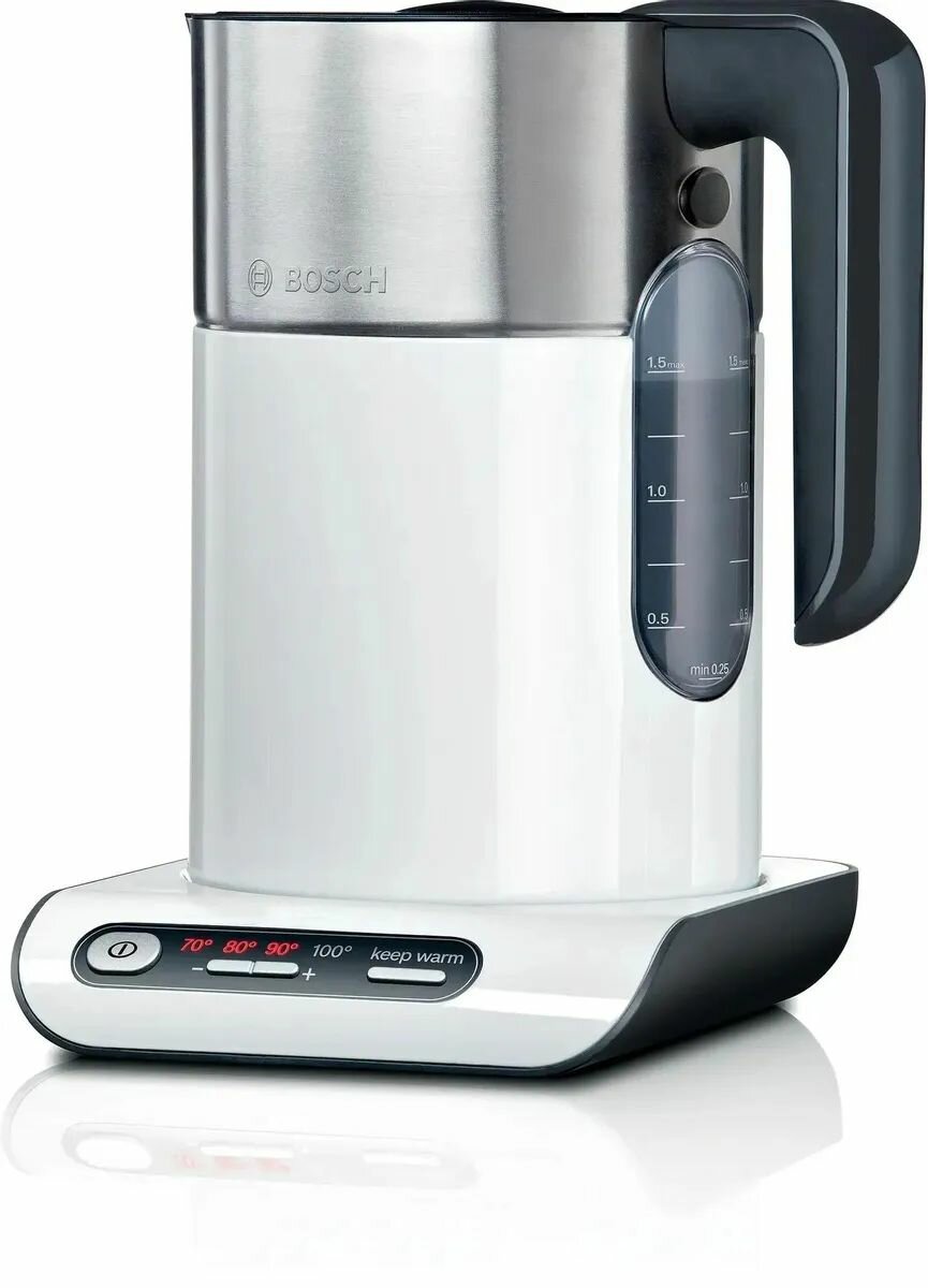 Чайник электрический Bosch 2400Вт, белый и серебристый (TWK8611P)