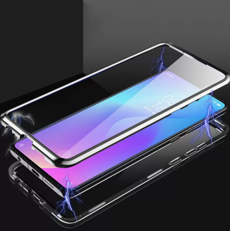 Магнитный чехол бампер MyPads «Vetro magnete» для Xiaomi Redmi K50 из закаленного стекла и металла с двухсторонней прозрачной крышкой металлический.