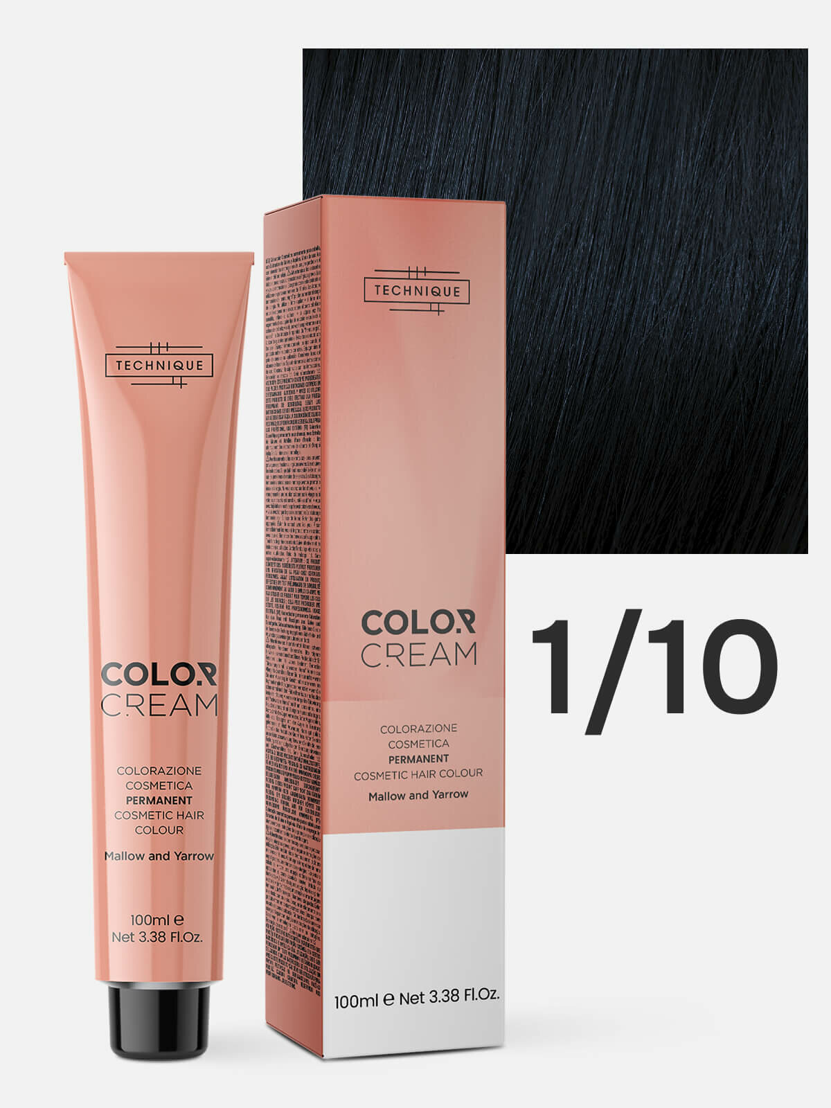 Крем - краска для волос профессиональная Technique Color Cream Permanent Cosmetic Hair Colour 1.10 Иссиня-черный, 100 мл