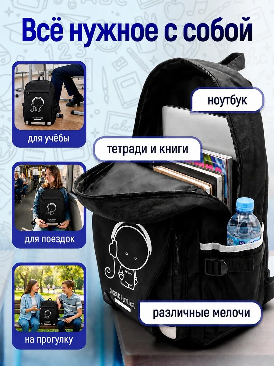 Рюкзак школьный для мальчика вместительный 1-4 класс большой — фото 1