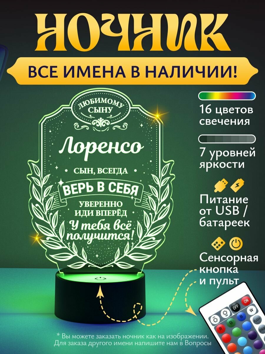 Ночник Лоренсо - сын, верь в себя