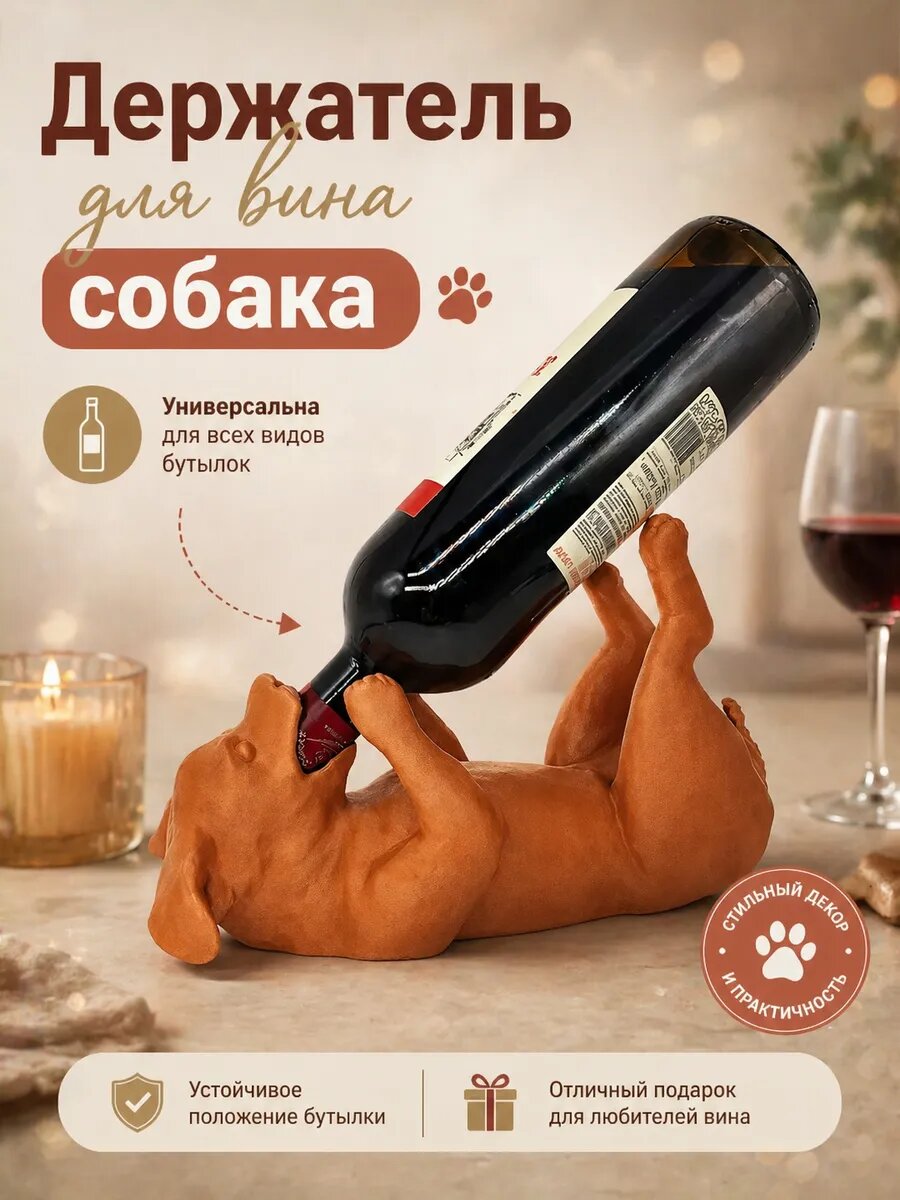 Подставка держатель для бутылки вина настольная Собака подарок
