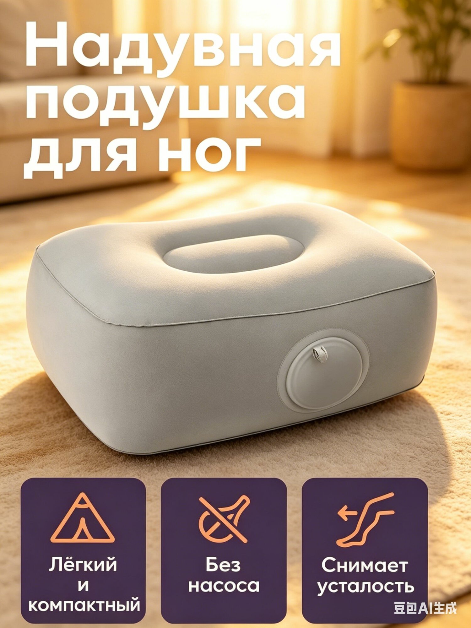 Надувная подушка для ног, самонадувающаяся, для отдыха в дороге и дома под ноги для путешествий в поездку