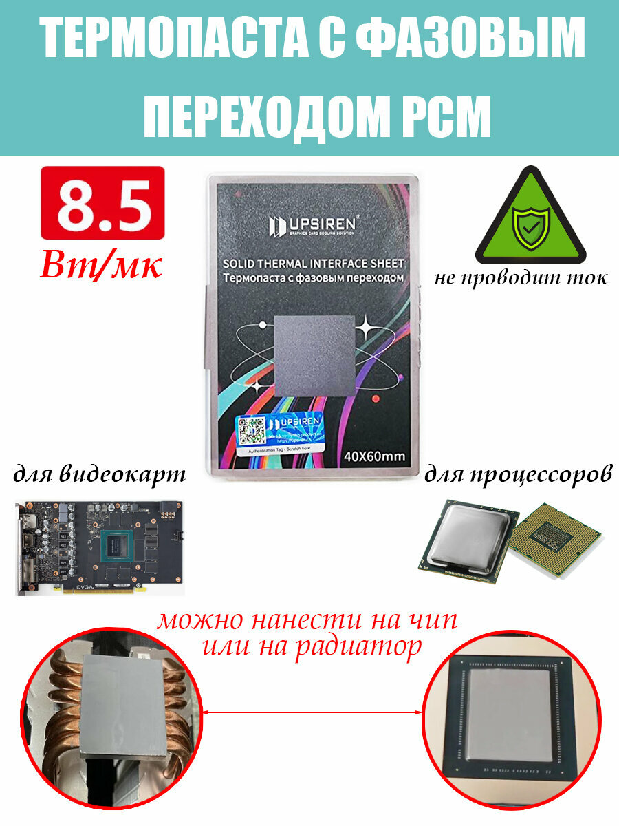 Термопаста с фазовым переходом 8,5 ВТ PCM UPSIREN 60х40