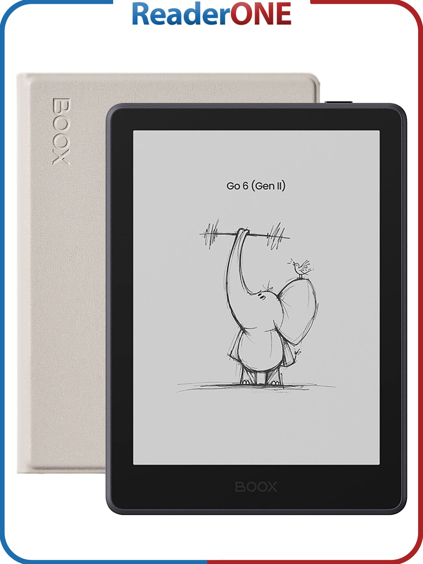 Электронная книга ONYX BOOX Go 6 (Gen II), 32 ГБ, 6", E-ink Carta Plus (Carta 1300), черный с фирменной белой обложкой