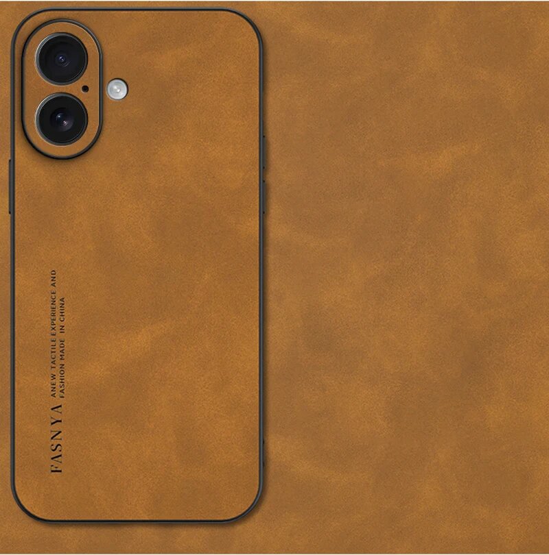 Мягкий чехол из овечьей кожи для Apple iPhone Air 17 17E 16E 16 Коричневый, Yellow, iPhone 16 Pro