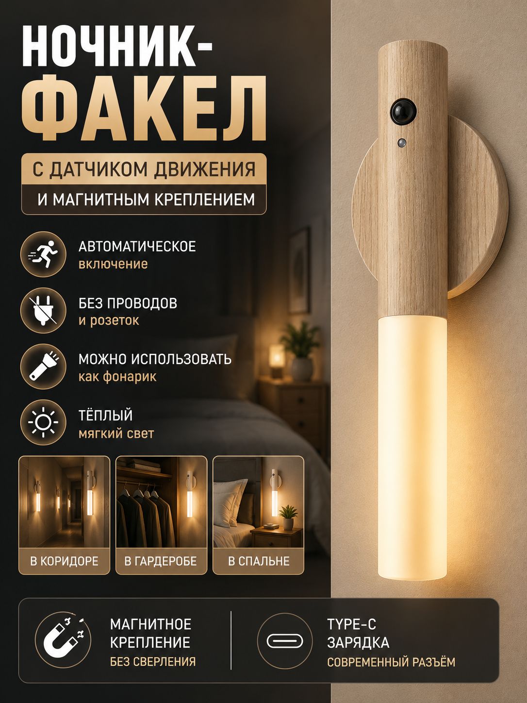 Настенный светильник, 1 Вт