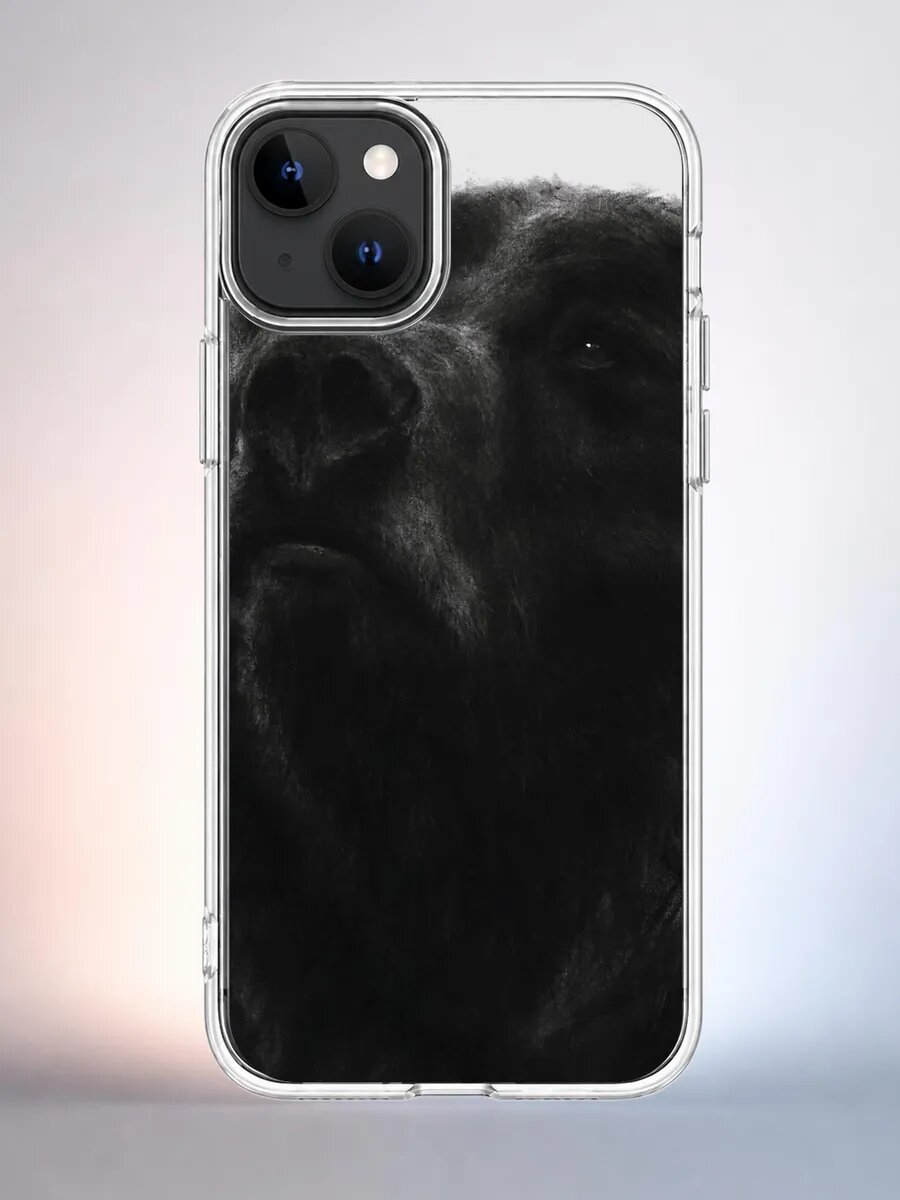 Чехол iPhone 14 медведь морда текстура силиконовый