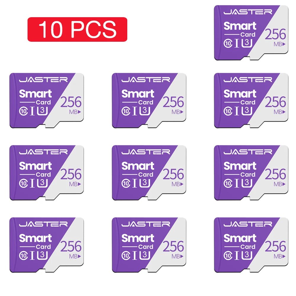 Набор карт памяти JASTER Micro SD 10 шт. (512МБ, 256МБ, 128МБ, 64МБ) 256 МБ