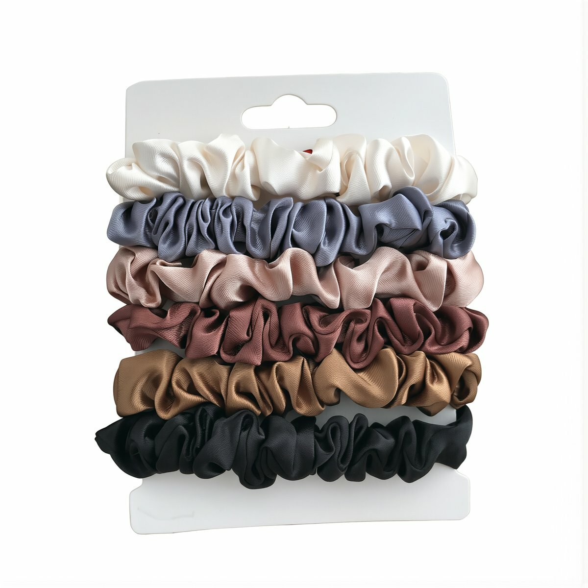Scrunchie набор из шести штук атласные для фиксации волос подходят для большинства типов волос сохраняют эластичность долгое время легкие компактные для повседневного использования