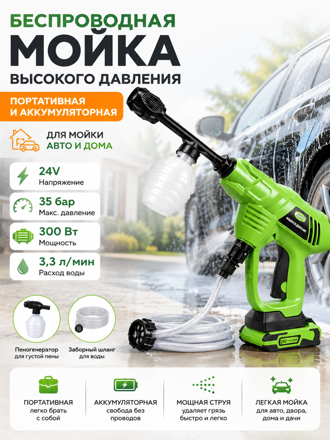 Greenworks Аккумуляторная мойка высокого давления 24V
