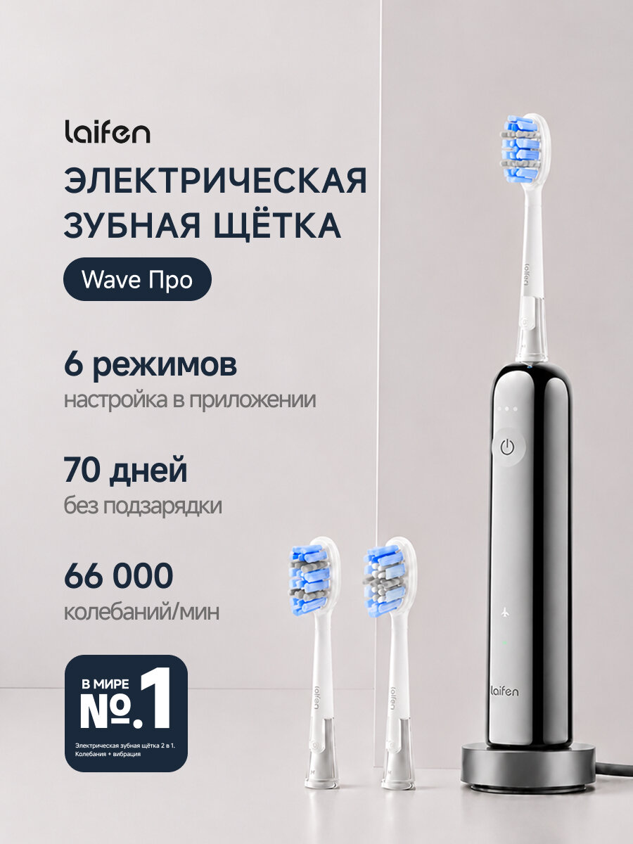Электрическая зубная щетка Wave Pro, 66000v, серый металлик