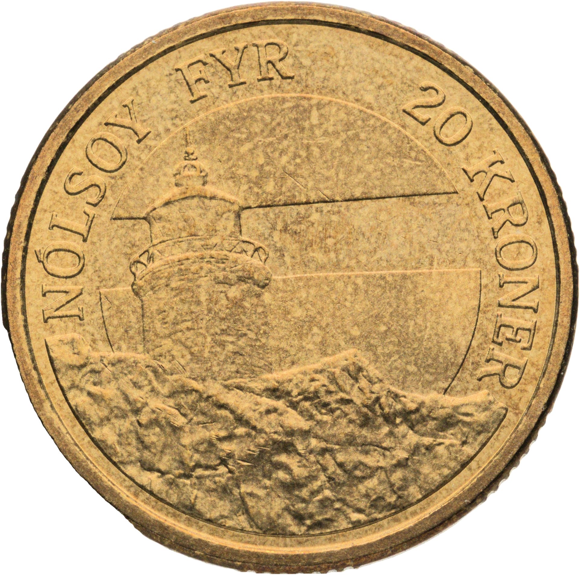 Дания 20 крон kroner 2005 Маяк, остров Ноульсой, Фарерские острова, Бронза, в сохранности UNC