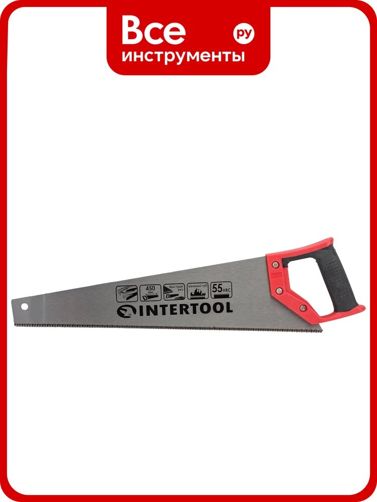 Ножовка по дереву INTERTOOL с каленым зубом 450 мм, 55 HRC HT-3102