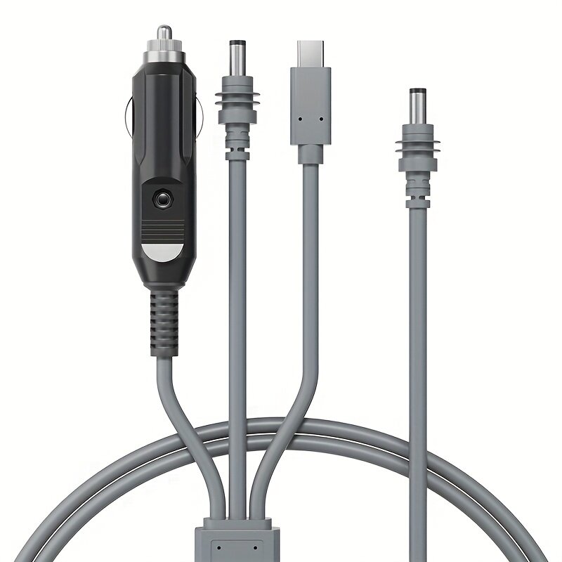 Кабель 3-в-1 для питания и зарядки с разъемами USB-C, прикуривателя и DC-DC, серый, длина 3 м