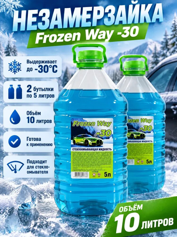 Жидкость стеклоомывателя Готовый раствор до -30°C, 10 л, 2 шт.