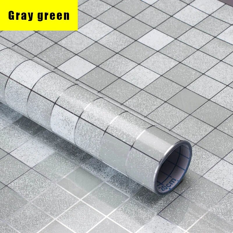 Мозаичные виниловые обои ENBOJUE золотая фольга Серый, Gray green, 3m x 45cm