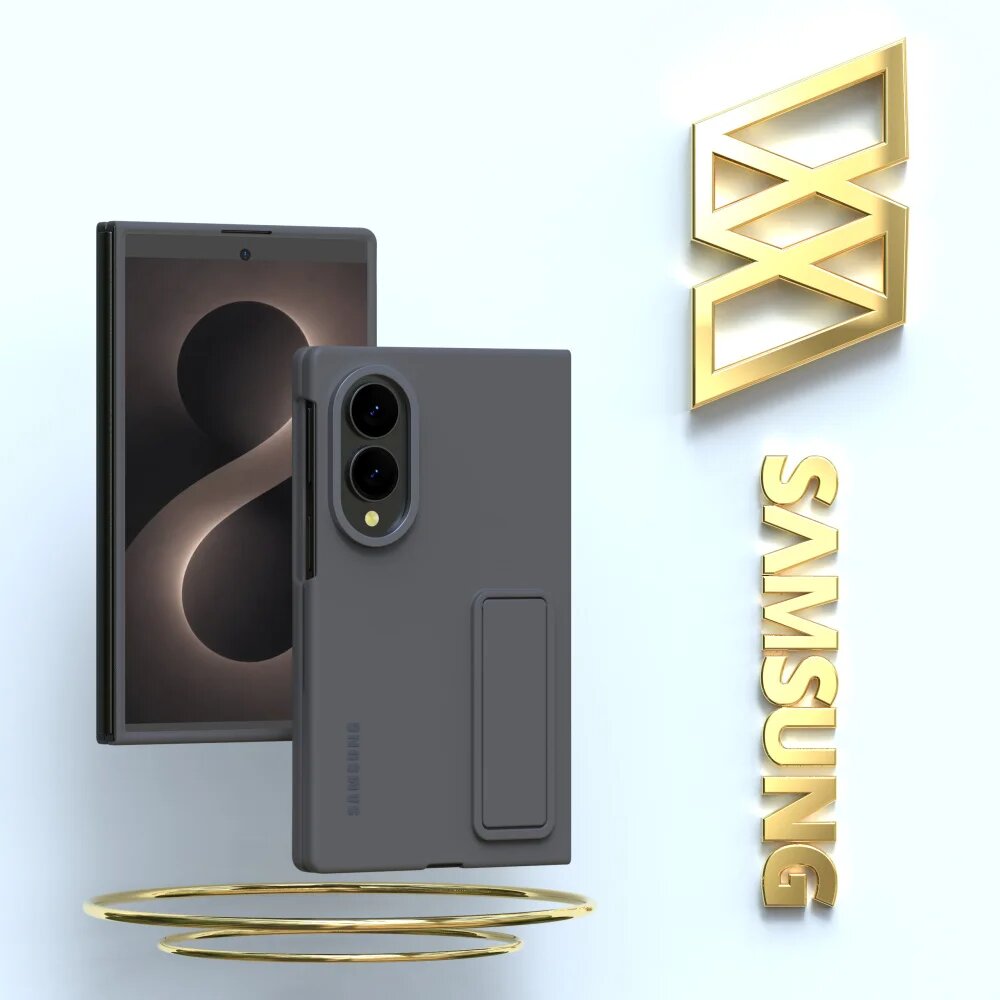 Оригинальный чехол-подставка для Samsung Galaxy Z Fold8, высококачественный складной Серый, DarkGray