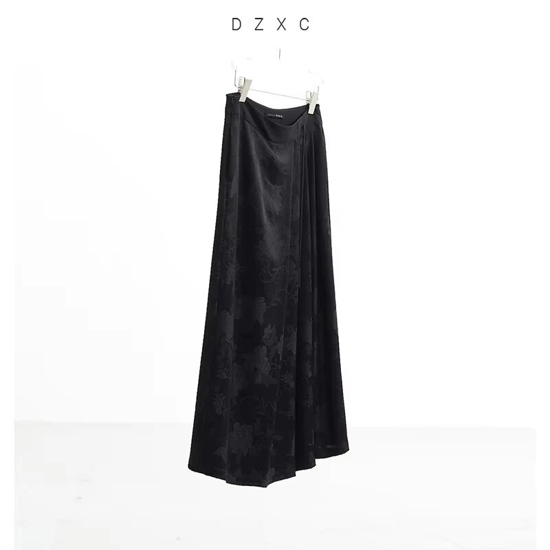 Женские черные шелковые брюки Jacquard, S