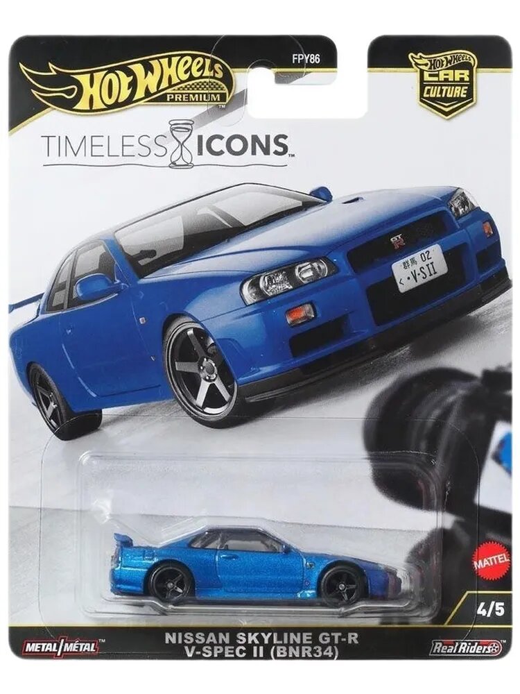 Машинка Hot Wheels Car Culture Timeless Icons Nissan Skyline GT-RV Spec 2 BNR34 Ниссан Скайлайн Безвременные иконы FPY86 25N