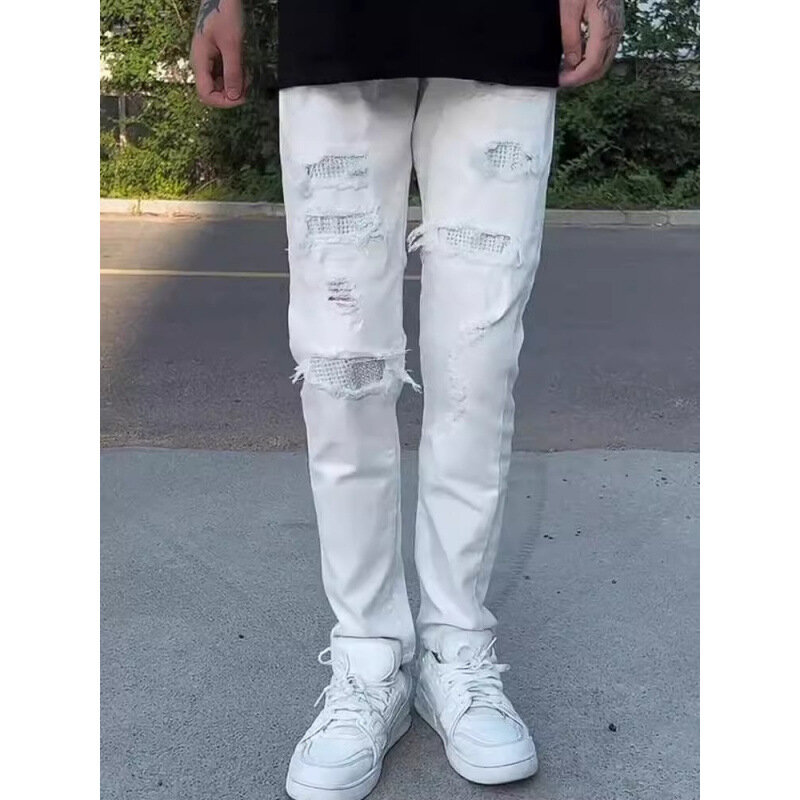 MON Мужские Джинсы Гонконг Стиль Лето Харем Хип-Хоп Трендовые Деним, Размер_XL