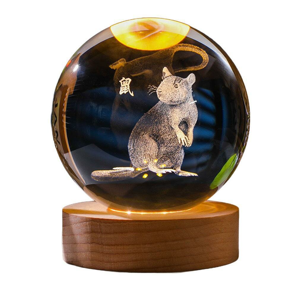 Ночник 3D хрустальный шар. 12 зодиака