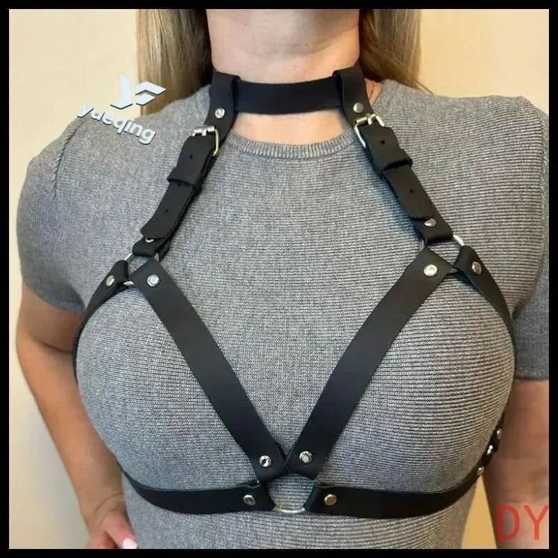Кожаный нагрудный ремень, связывание груди, сексуальное женское белье, черный