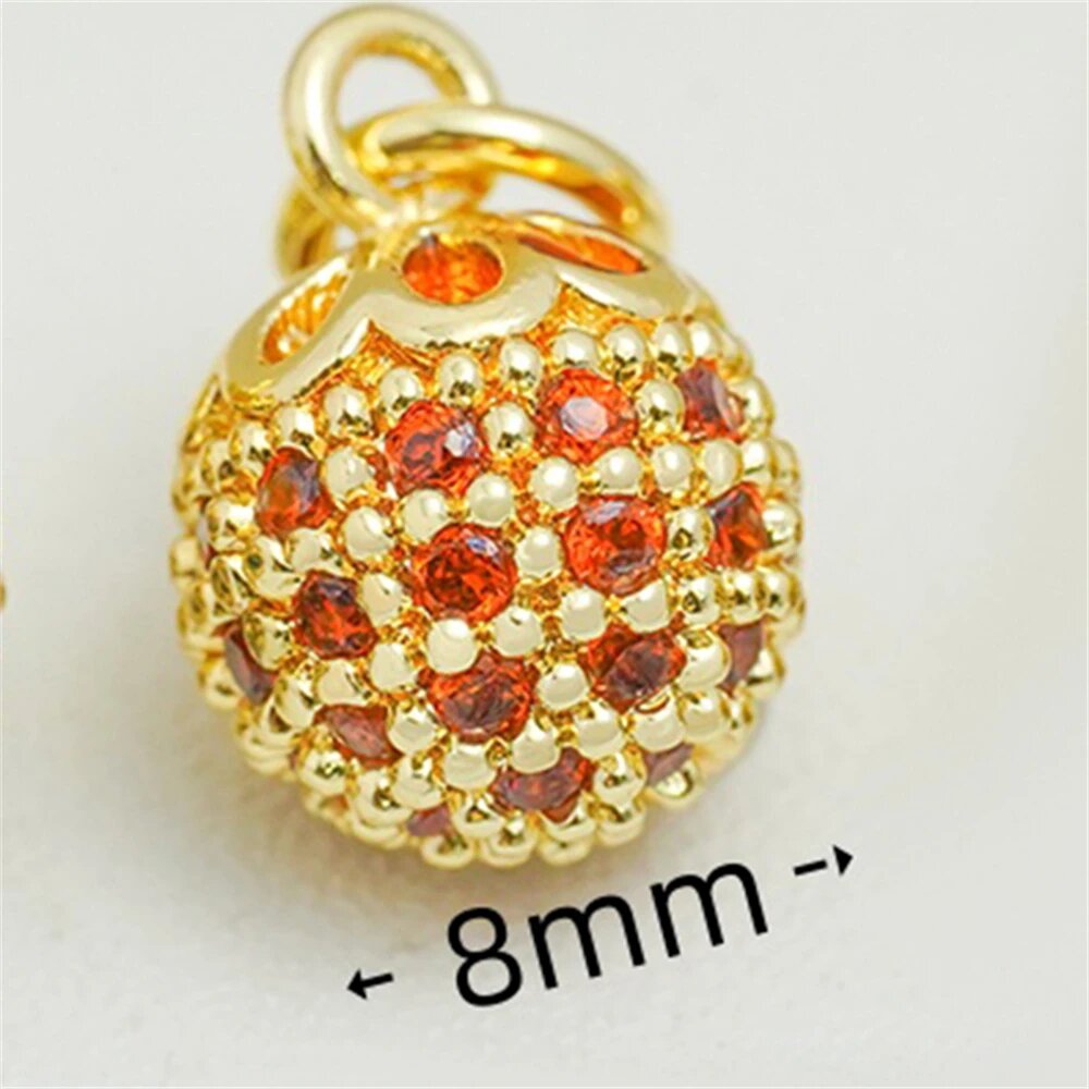Подвески шарики латунные, 8 мм, DZ3944-Gold-Orange