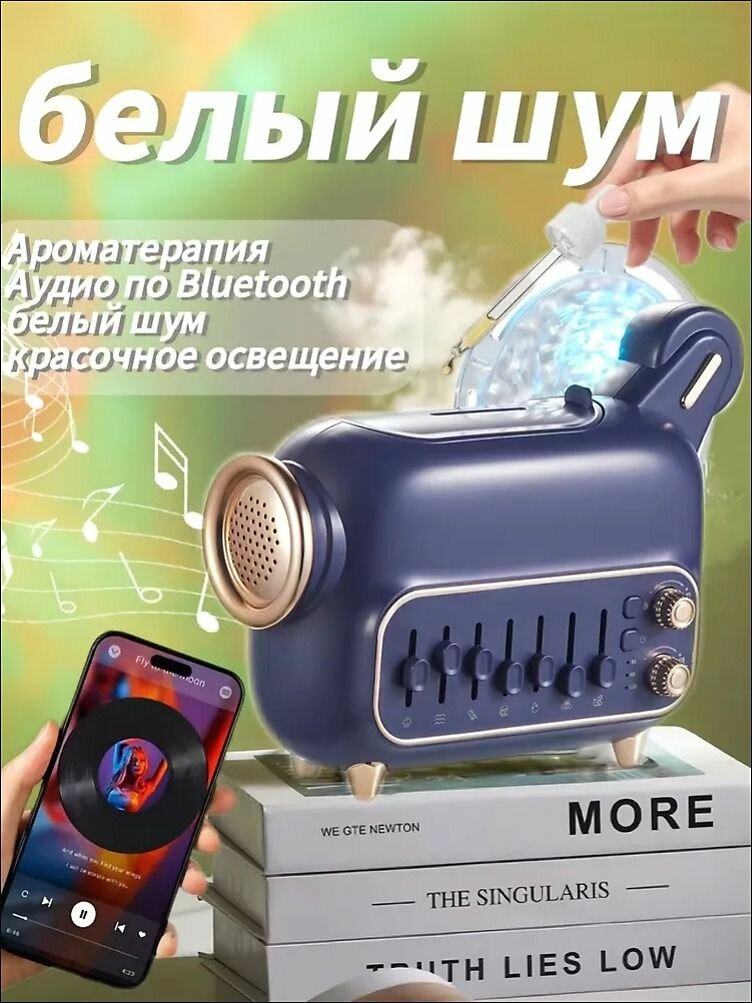 Генератор белого шума (с ароматерапией, аудиосистемой Bluetooth, красочной проекцией полярного сияния)