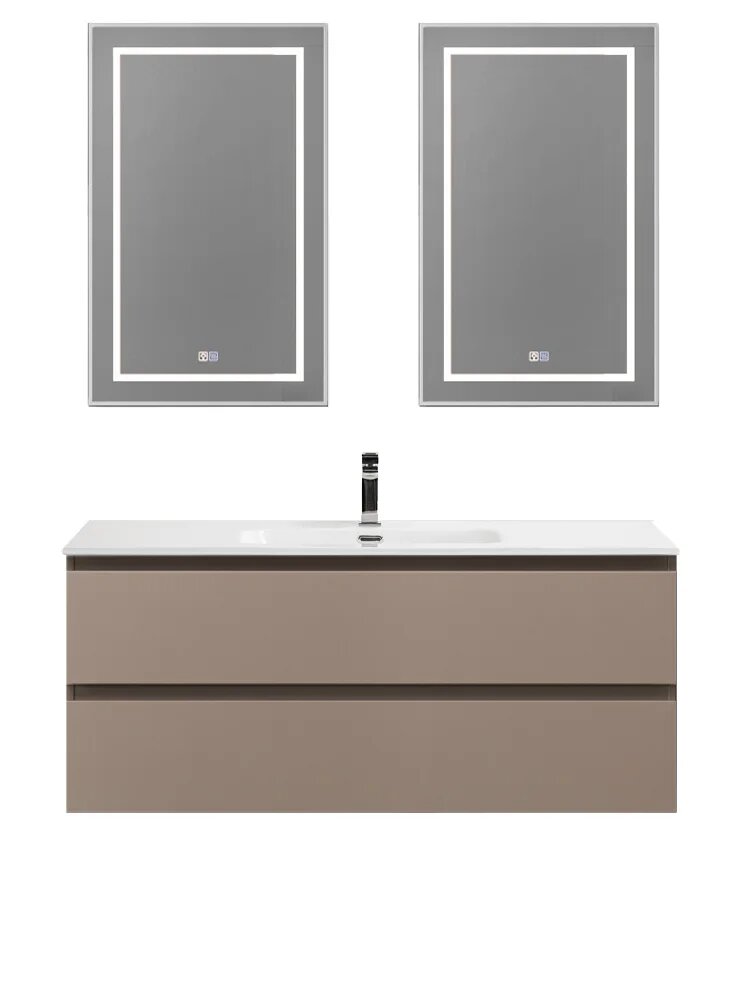 Мебель для ванной комнаты BelBagno Kraft 120 подвесная, матовая бежевая, раковина bb1200etl
