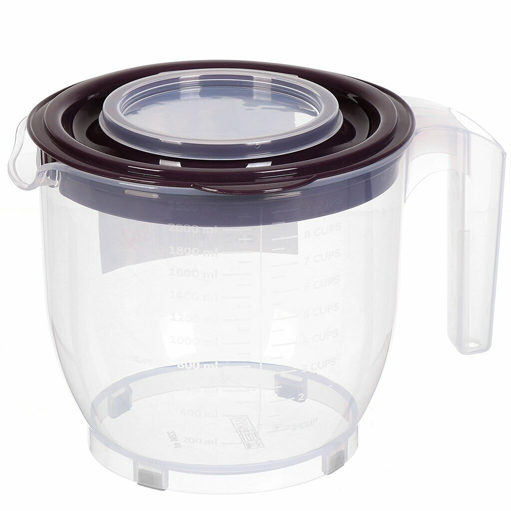 Кружка для миксера DDStyle Дуня 2.2 л, пластиковая чаша для взбивания с крышкой и мерной шкалой, 17х16 см, артикул 10200