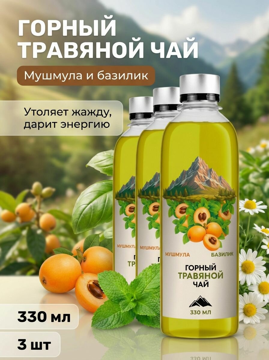 (3шт) Горный травяной чай Мушмула и базилик, 330 мл